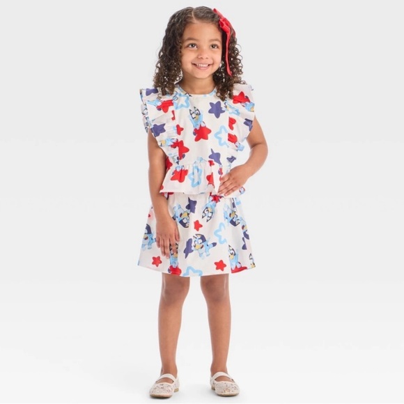 Disney | Matching Sets | Disney Bluey Girls 2t Ruffle Skirt Top Set Red ...